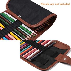 Bringsine Professional Roll UP Washable Canvas Pencil Bag Pencil Wrap,72 Pencil Holder Colored Pencils Case Multi-purpose Pouch for School Office Art Travel pen organizer