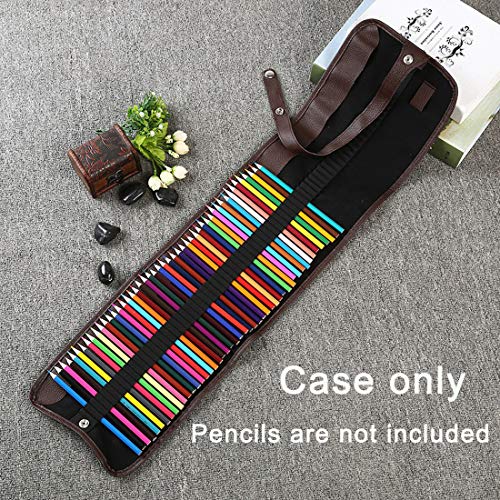 Bringsine Professional Roll UP Washable Canvas Pencil Bag Pencil Wrap,72 Pencil Holder Colored Pencils Case Multi-purpose Pouch for School Office Art Travel pen organizer