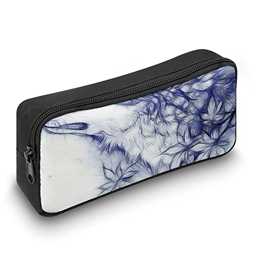 Autumn Wolf Drawing Large Pencil Case Minimalist Pen Pouch Portable Makeup Bag for Middle High College Office School