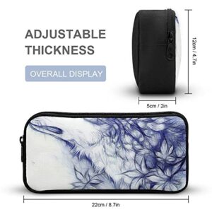 Autumn Wolf Drawing Large Pencil Case Minimalist Pen Pouch Portable Makeup Bag for Middle High College Office School