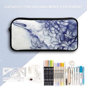 Autumn Wolf Drawing Large Pencil Case Minimalist Pen Pouch Portable Makeup Bag for Middle High College Office School