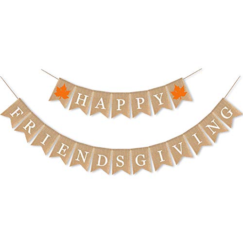 7-gost Burlap Happy Friendsgiving Banner Fall Autumn Friend Party Garland Supplies