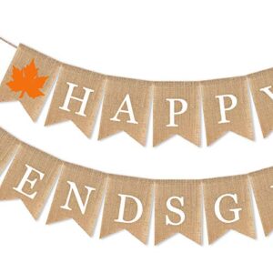 7-gost Burlap Happy Friendsgiving Banner Fall Autumn Friend Party Garland Supplies