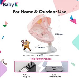 BABY K Pink Baby Girl Swings for Infants with Tray - Portable Newborn Swing and Cradle to Help Your Infant Sleep - Soothing Rocker for Babies That Offers Different Modes, Music & Hanging Toys