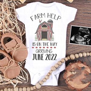 farm help on the way onesie , baby announcement onesie farm, pregnancy announcement onesie custom, custom baby name announcement onesie, baby announcement onesie grandparents