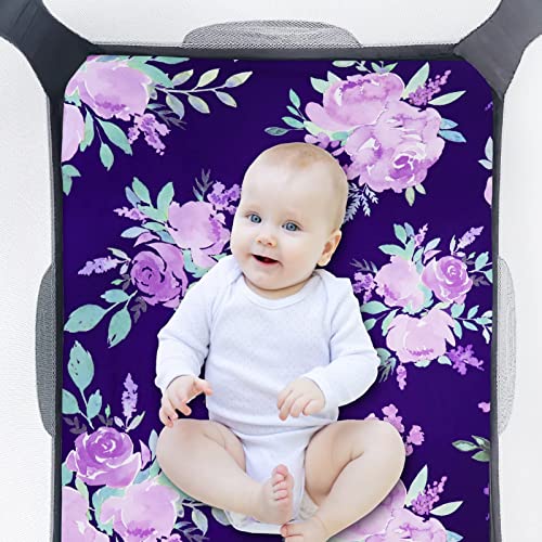 TANOFAR Baby Minky Blanket and playard Sheet Purple Flower