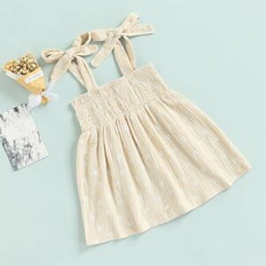 Toddler Baby Girl Summer Dress - Daisy Flower Print Elastic Dress Linen Strap Dresses Summer Clothes 6M-5T