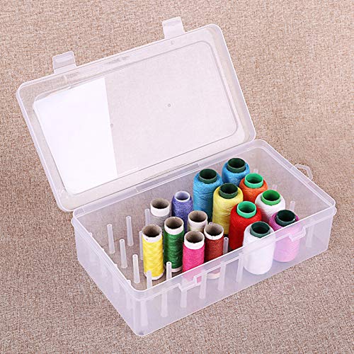 s Sewing Thread Box, 42 Spool Sewing Thread Storage Box Organiser Containers Large Capacity Sewing Thread Holder Plastic Sewing Thread Organizer for Sewing, Embroidery, Quilting Transparent