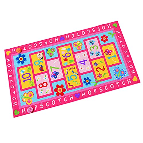 Kids Hopscotch Game Mat , Non-Slip Alphabet Rug for Classroom Soft Durable Woven Faux Wool Floor Carpet for Bedroom , Children Playroom Nursery Room Playmat Baby Tummy Time Play Mats (C)