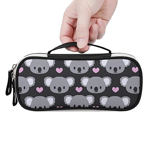 Koala Pattern Pencil Case Bag Large Capacity Stationery Pouch with Handle Portable Makeup Bag Desk Organizer