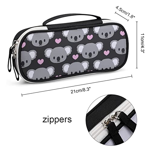 Koala Pattern Pencil Case Bag Large Capacity Stationery Pouch with Handle Portable Makeup Bag Desk Organizer