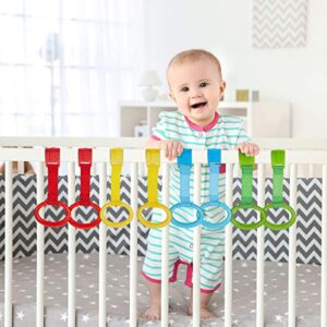 4 Pieces Baby Stand Up Walker Tool Ring for Playpen Toddler Crib Hooks General Use Toddler Training Ring Baby Toys Bed Rings for Baby Stand Up (Yellow, Red, Green, Blue)