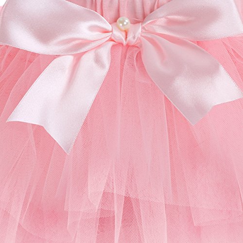 ODASDO Baby Girls First Birthday Outfit Newborn Infant 1st One Year Old Party Cake Smash Photo Props Crown 1 Cotton Short Sleeve Romper + Princess Tutu Skirt + Headband 3pcs Clothes Set Pink 01