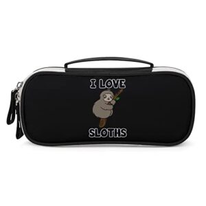 i love sloths pencil case bag large capacity stationery pouch with handle portable makeup bag desk organizer