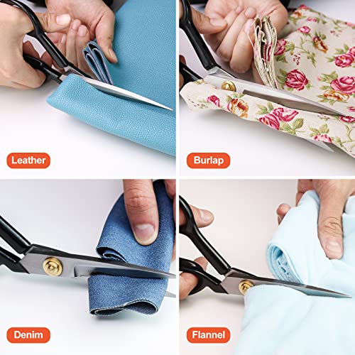 Talerluv Professional Sewing Fabric Scissors, Heavy Duty Sharp Tailor Shears with Fabric Pencil, Pins, Thread Snips, Tape Measure, Seam Ripper for Cutting Leather Cloth Upholstery Dressmaking