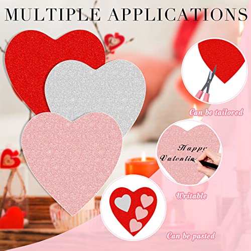 10 Inch Heart Shape Paper Cut-Outs Large Glitter Paper Hearts Double Sided Craft Heart Decor for Kids Love and Peace School Craft Projects Valentine's Day Decor 36 Pieces