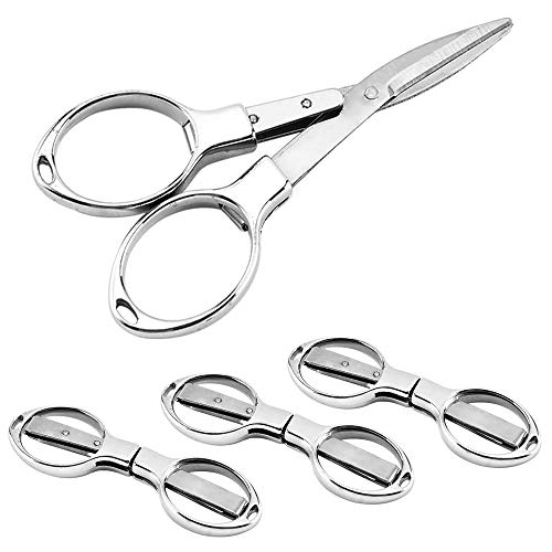 maxin Scissors,4 Pcs Folding Scissors, Stainless Steel Telescopic Cutter Scissors Folding Safety Scissors Trip Scissors for Home,Office,School, Camping