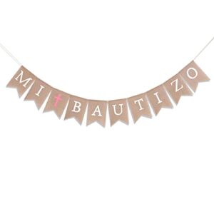 mi bautizo banner – mi bautizo decorations, girl baptism banner, christening burlap banner, spanish baptism, baby dedication, mi bautizo sign