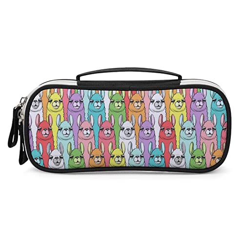 Rainbow Llamas Pencil Case Bag Large Capacity Stationery Pouch with Handle Portable Makeup Bag Desk Organizer