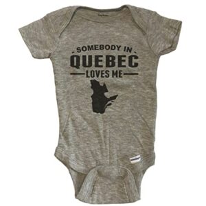 somebody in quebec loves me one piece baby bodysuit – grey, 3-6 months grey