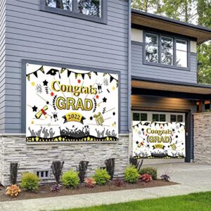 2022 Graduation Decorations - Graduation Banner with 60 LEDs String Lights & 12 Balloons, 73''x 46'' Large Fabric Congrats Grad Banner for Class of 2022 Graduation Party Backdrop Indoor Outdoor