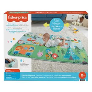 Fisher-Price Extra Big Adventures Play Mat, 60-inch Long Activity mat with Toys for Newborns and Infants