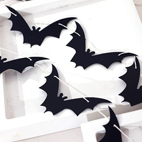 Black Bat Garland - Halloween Bat Banner, Bat Bunting, Gothic Halloween Party Decor, Gothic Bat Banner, Halloween Mantel Decor (Bat Banner)