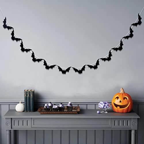 Black Bat Garland - Halloween Bat Banner, Bat Bunting, Gothic Halloween Party Decor, Gothic Bat Banner, Halloween Mantel Decor (Bat Banner)