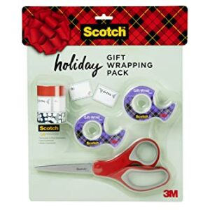 Scotch Gift Wrapping Pack, Includes Gift-Wrap tape, Multi-Purpose Scissors, Expressions Washi Tape, Makes your gifts look great (GiftPack-HOL20)