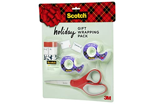 Scotch Gift Wrapping Pack, Includes Gift-Wrap tape, Multi-Purpose Scissors, Expressions Washi Tape, Makes your gifts look great (GiftPack-HOL20)