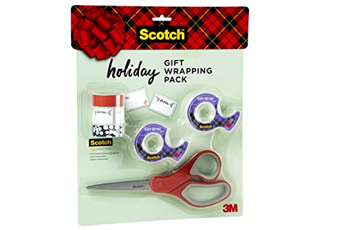 Scotch Gift Wrapping Pack, Includes Gift-Wrap tape, Multi-Purpose Scissors, Expressions Washi Tape, Makes your gifts look great (GiftPack-HOL20)