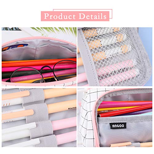 iSuperb Portable Pencil Case Large Capacity Cotton Linen Stationery Organizer Storage Zipper Compartments Pen Bag Pouch Makeup Bag