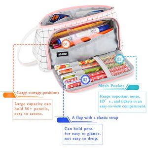 iSuperb Portable Pencil Case Large Capacity Cotton Linen Stationery Organizer Storage Zipper Compartments Pen Bag Pouch Makeup Bag