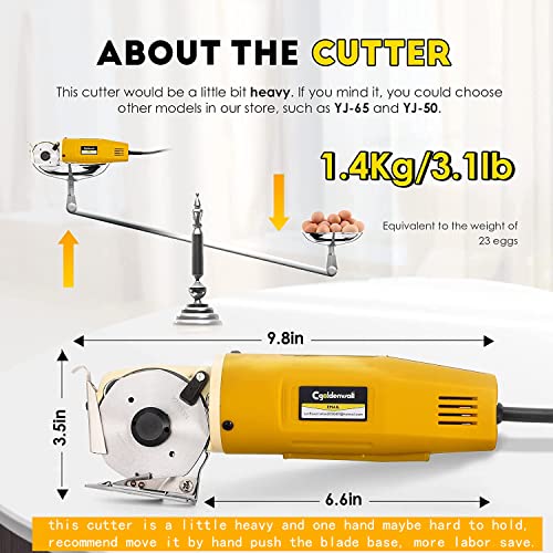 CGOLDENWALL Electric Rotary Fabric Cutter, Multi-layer Electric Fabric Scissors with 1"Cutting Thickness, for Cloth Fabric Leather and Carpet, Comes with Replacement Blades, Sharpening Stones, 110V