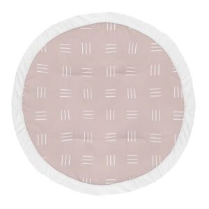 sweet jojo designs mauve and white boho mudcloth girl baby playmat tummy time infant play mat – pink dusty rose bohemian woodland tribal southwest mud cloth hatch triple line