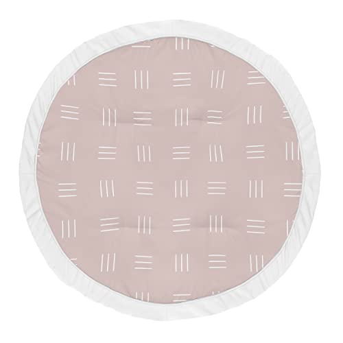 Sweet Jojo Designs Mauve and White Boho Mudcloth Girl Baby Playmat Tummy Time Infant Play Mat - Pink Dusty Rose Bohemian Woodland Tribal Southwest Mud Cloth Hatch Triple Line