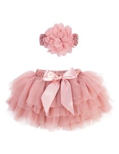 simplicity toddler girls tutu skirt with inner shorts baby tutu skirt w/flower headband newborn photography outfits girl,bean sand,0-6 months