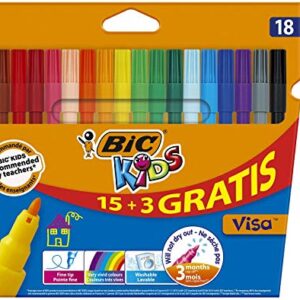 BIC Kids Visa Colouring Pens - Pack of 18 (15 Plus 3)