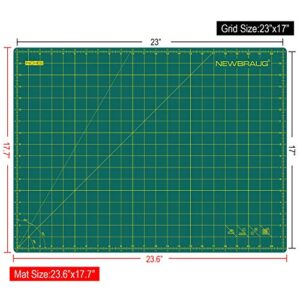 NEWBRAUG 18'' × 24'' Perfect Self Healing Cutting Mat, Non-Slip Gridded Rotary Cutting Board, Necessary for Quilting, Sewing, Craft, Fabric & Scrapbooking(Green/Black)