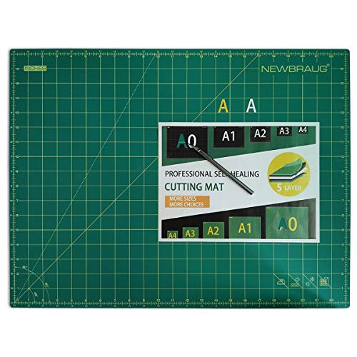 NEWBRAUG 18'' × 24'' Perfect Self Healing Cutting Mat, Non-Slip Gridded Rotary Cutting Board, Necessary for Quilting, Sewing, Craft, Fabric & Scrapbooking(Green/Black)