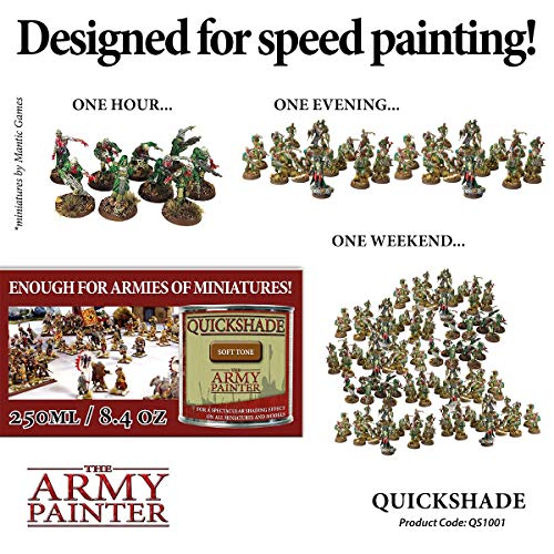 The Army Painter Quickshade Miniature Varnish for Miniature Painting, Dark Tone Model Paint Quickshade Varnish, Pot/Can, 250 ml, Approximately 8.45 oz