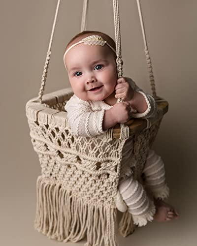 S.N.HANDICRAFTS Luxurious Boho Macrame Baby Swing Natural Rope Hammock for Baby Macrame Swing Chair for Baby SN 55 One Size