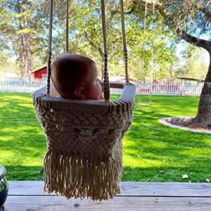 S.N.HANDICRAFTS Luxurious Boho Macrame Baby Swing Natural Rope Hammock for Baby Macrame Swing Chair for Baby SN 55 One Size