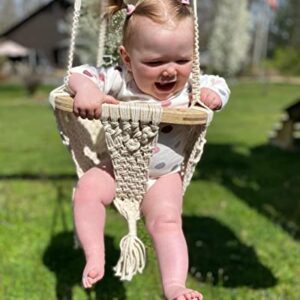 S.N.HANDICRAFTS Luxurious Boho Macrame Baby Swing Natural Rope Hammock for Baby Macrame Swing Chair for Baby SN 55 One Size