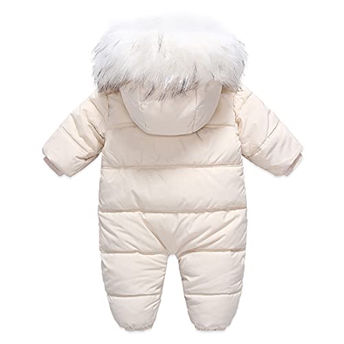 Baby Fleece Lined Outerwear Warm Winter Snow Wear Long Sleeve Snug Snowsuit Outfits for 12-18 Months Baby White