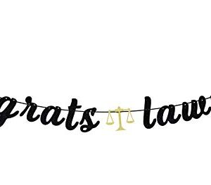 Glitter Congrats Lawyer Banner - Congrats Grad Case Closed Bunting, Law School Survivor Class of 2022 Graduation Party Decorations Black