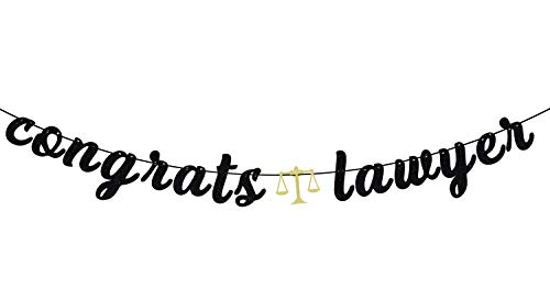 Glitter Congrats Lawyer Banner - Congrats Grad Case Closed Bunting, Law School Survivor Class of 2022 Graduation Party Decorations Black