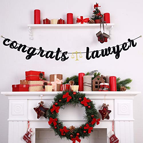 Glitter Congrats Lawyer Banner - Congrats Grad Case Closed Bunting, Law School Survivor Class of 2022 Graduation Party Decorations Black