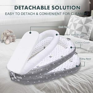 Baby Lounger Baby Nest, Portable Co Sleeping Bed Cover for Newborn, Soft 100% Cotton & Breathable Newborn Lounger Cover, Baby Must Have Essentials (Crown)