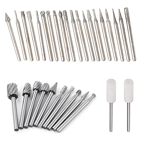 Diamond Engraving Bits Set For Dremel Rotary Tool Stone Engraver Bit Gemstone Shaping Etching Accessory Kit Coated Drill Rock Working Jewelry Etcher Gem Wood Metal Sea Shell Ceramic Porcelain Glass